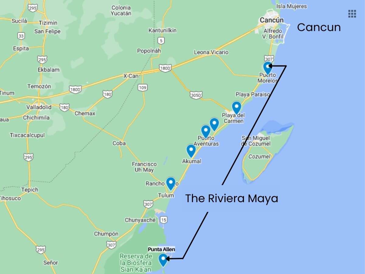 Distance from Cancun to Riviera Maya. Explore and Travel